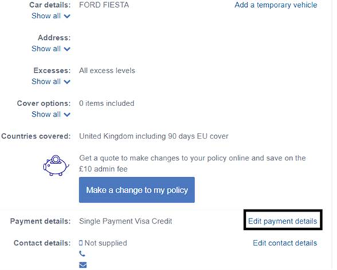 Paying for your AXA Car Insurance and updating your payment details