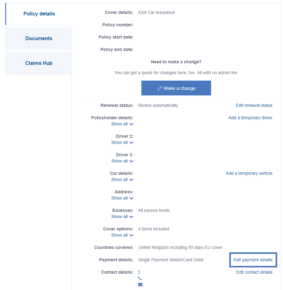 Your payment details